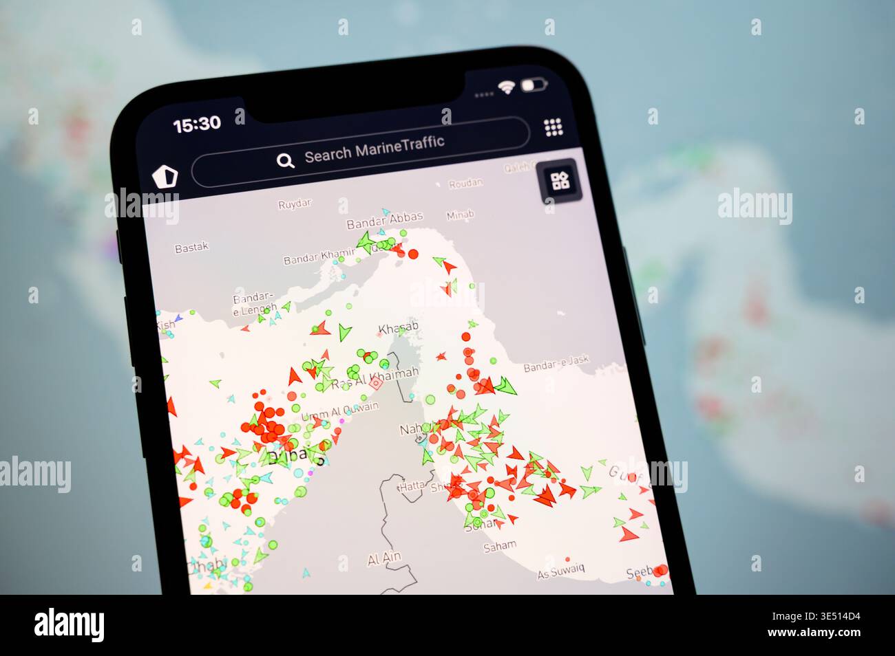 Paris, France - March 30, 2026: MarineTraffic app on iPhone showing ...