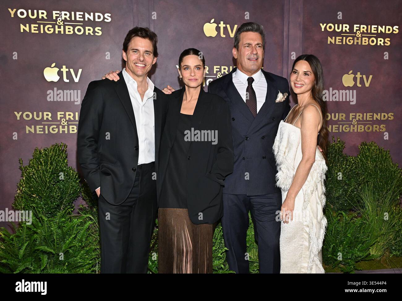 James Marsden, left, Amanda Peet, Jon Hamm and Olivia Munn attend the ...