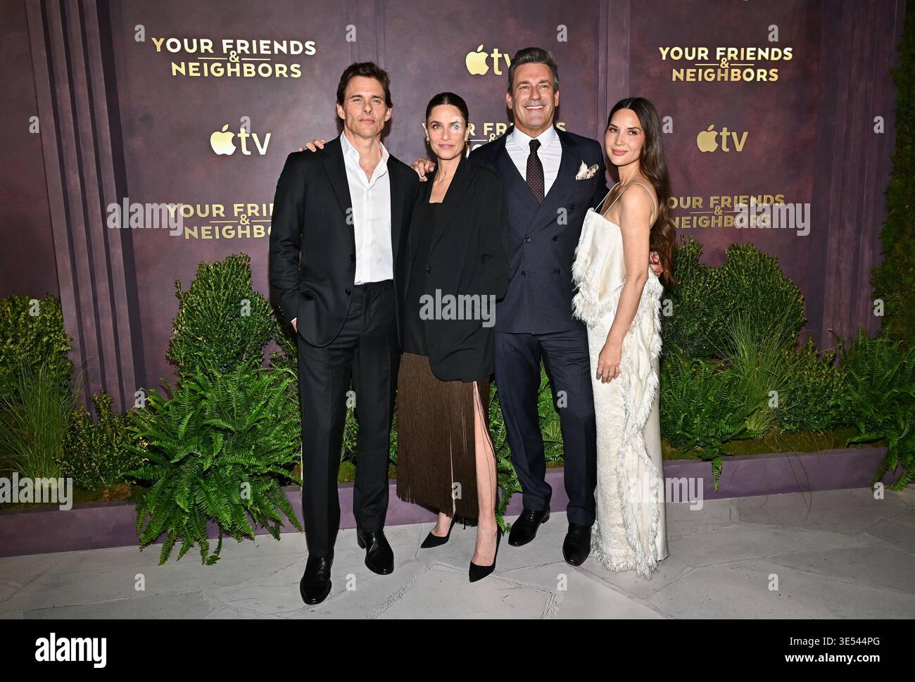 James Marsden, left, Amanda Peet, Jon Hamm and Olivia Munn attend the ...