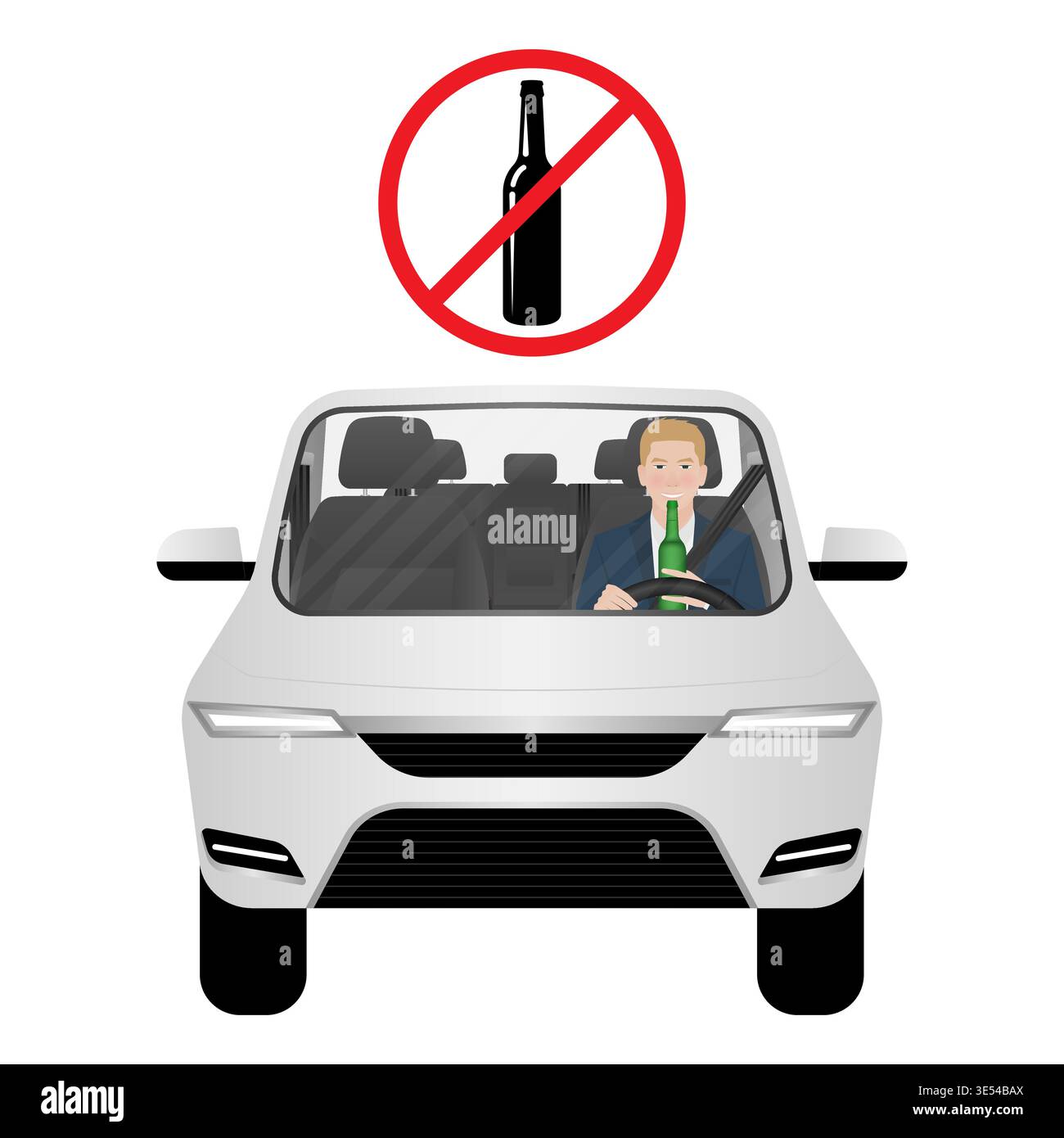 Man Drinking Alcohol While Driving a Car. Do Not Drink and Drive ...