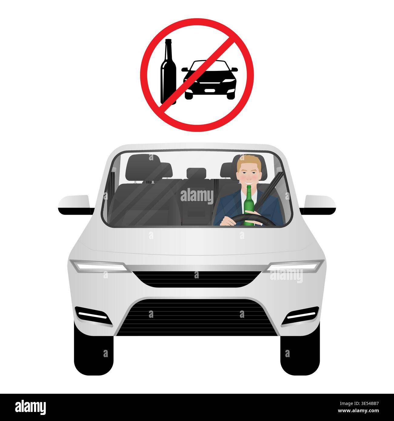 Man Drinking Alcohol While Driving a Car. Do Not Drink and Drive ...