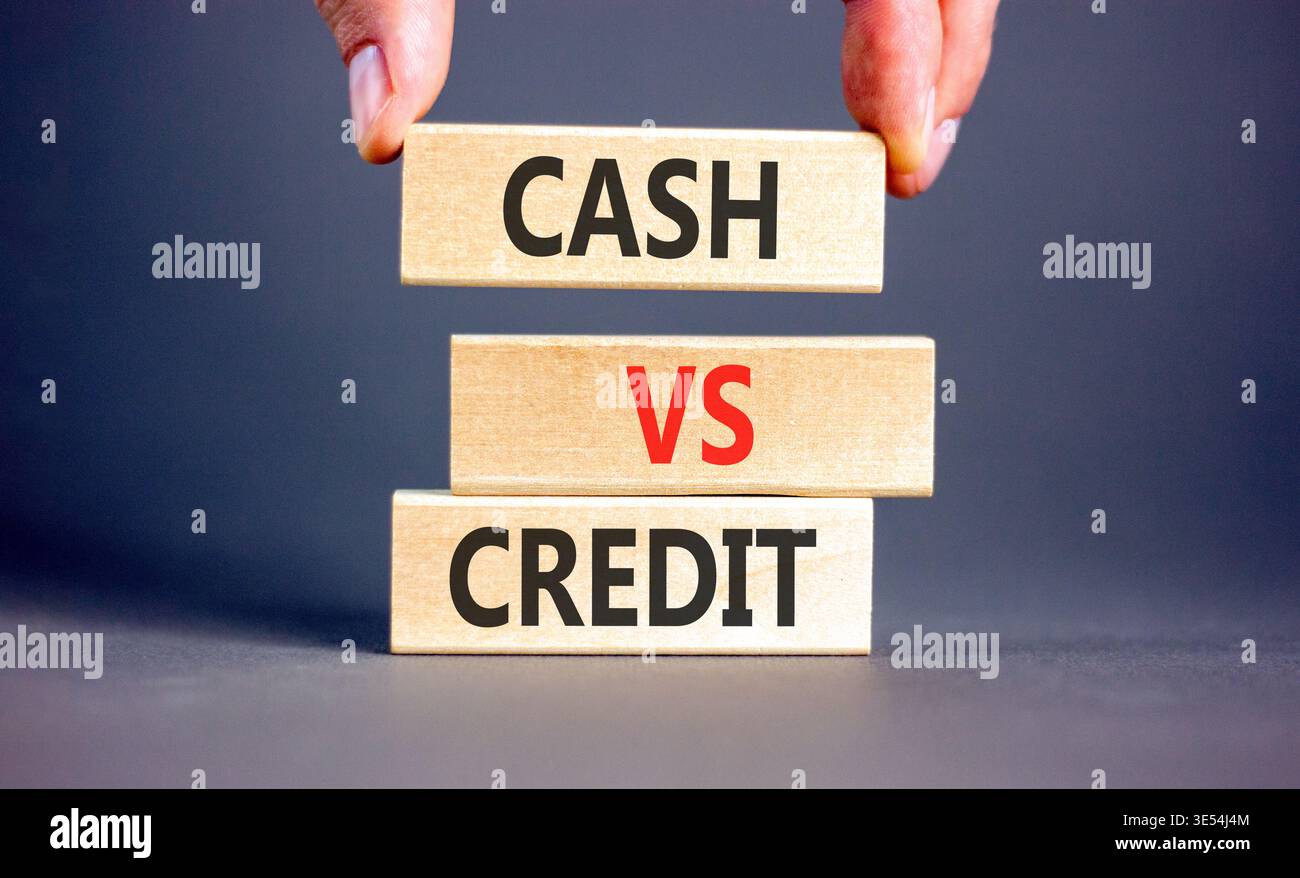 Cash vs credit words symbol. Concept words Cash vs credit on beautiful ...