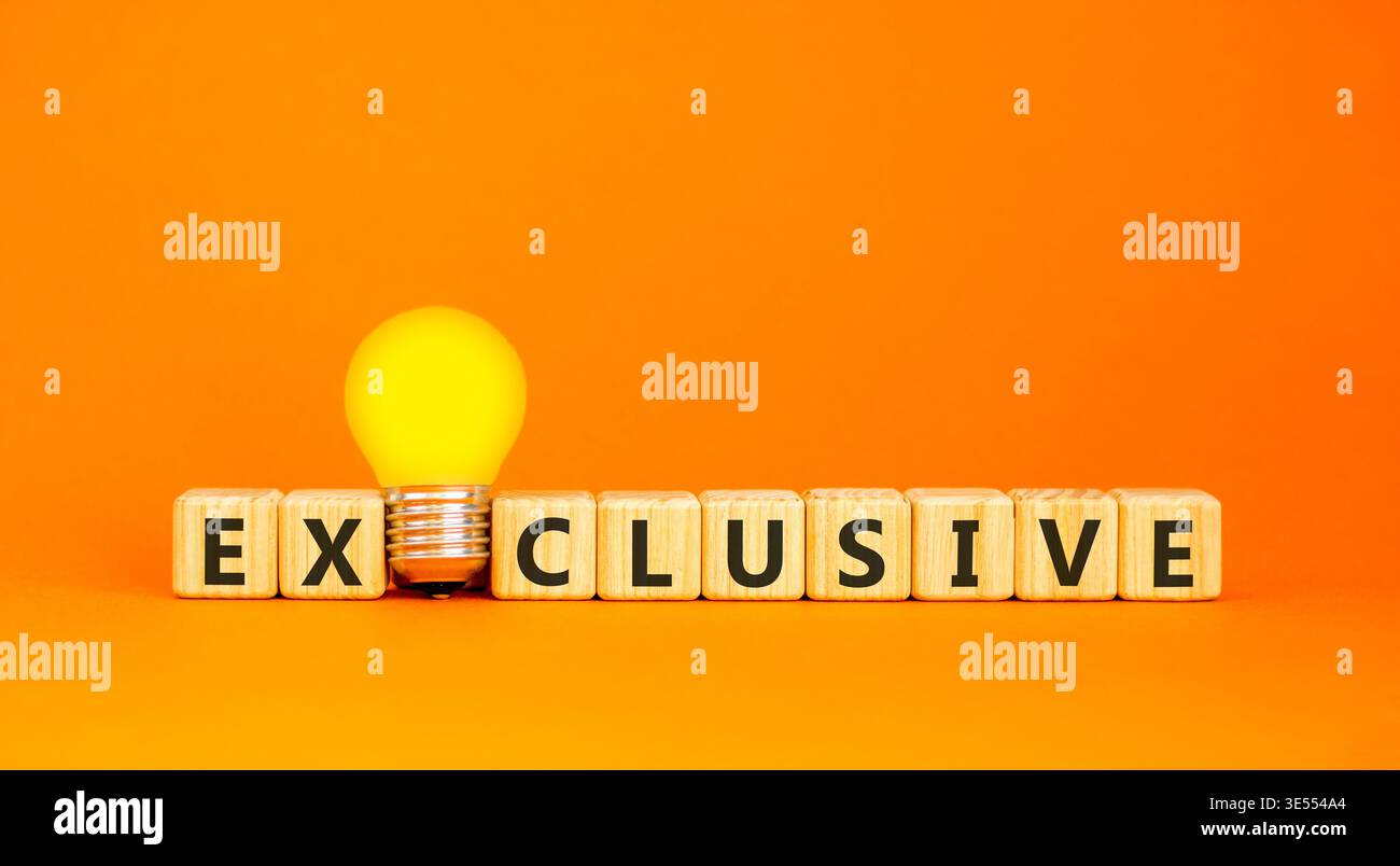 Exclusive symbol. Concept words Exclusive on beautiful wooden blocks ...