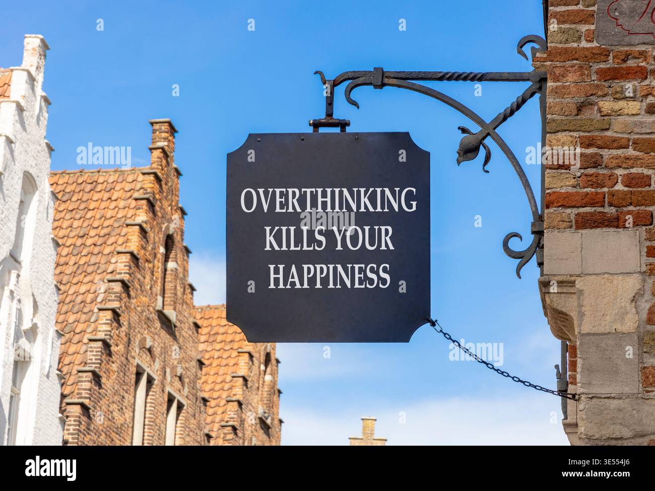 Overthinking kills your happiness symbol. Concept words Overthinking ...