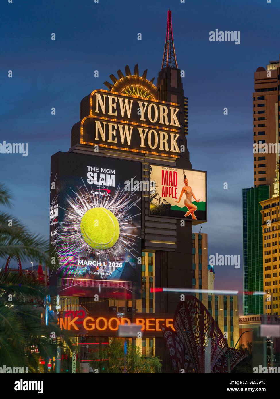 Night falls on the Las Vegas Strip, where bright lights and crowds ...