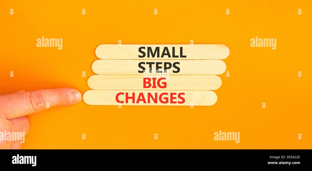 Small steps big changes words symbol. Concept words Small steps big ...