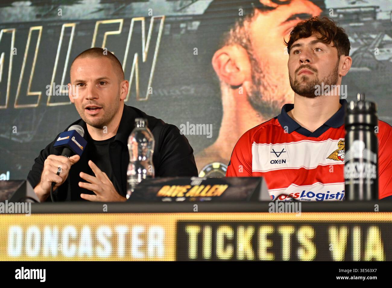 Frank Smith CEO of Matchroom and Dave Allen during the Dave vs Goliath ...