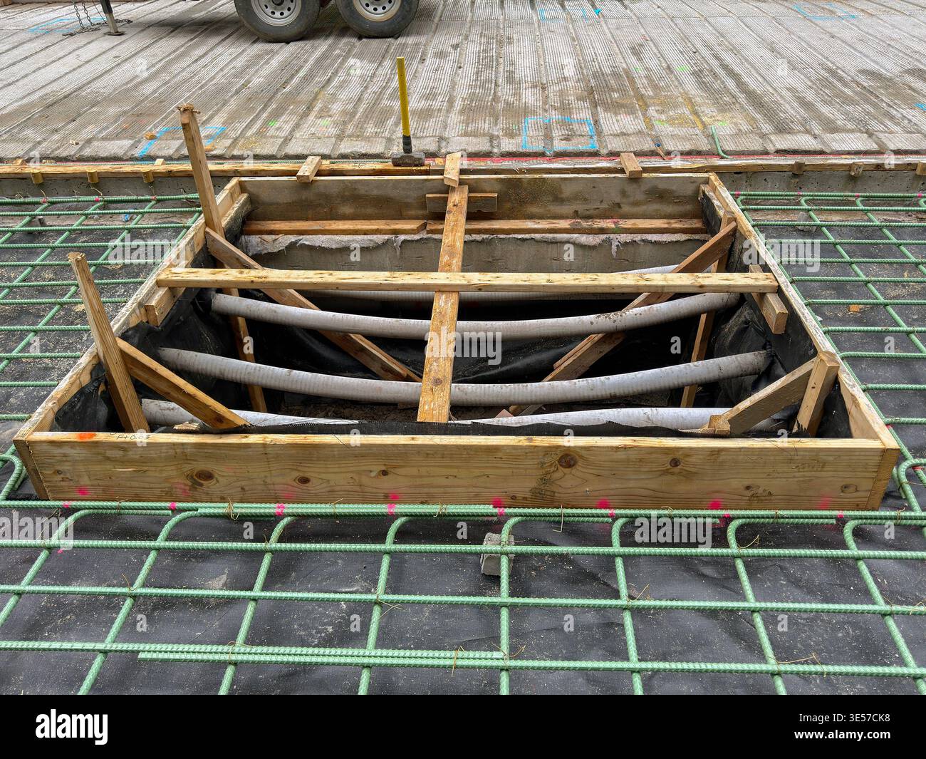 Denver, Colorado, USA - 2 June 2025: Wire framework installed for ...