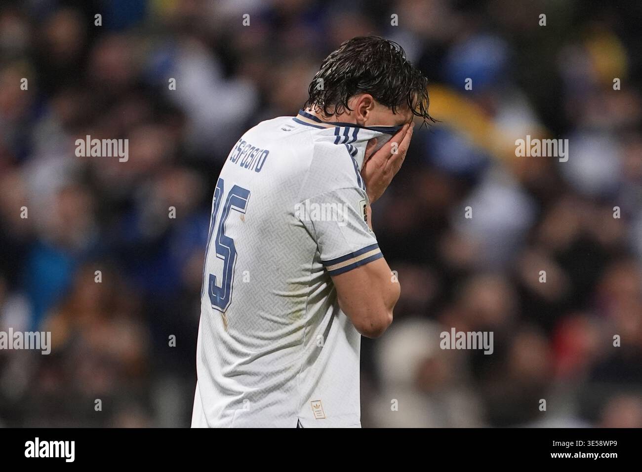Italy's Pio Esposito reacts after missing a penalty kick during a World ...