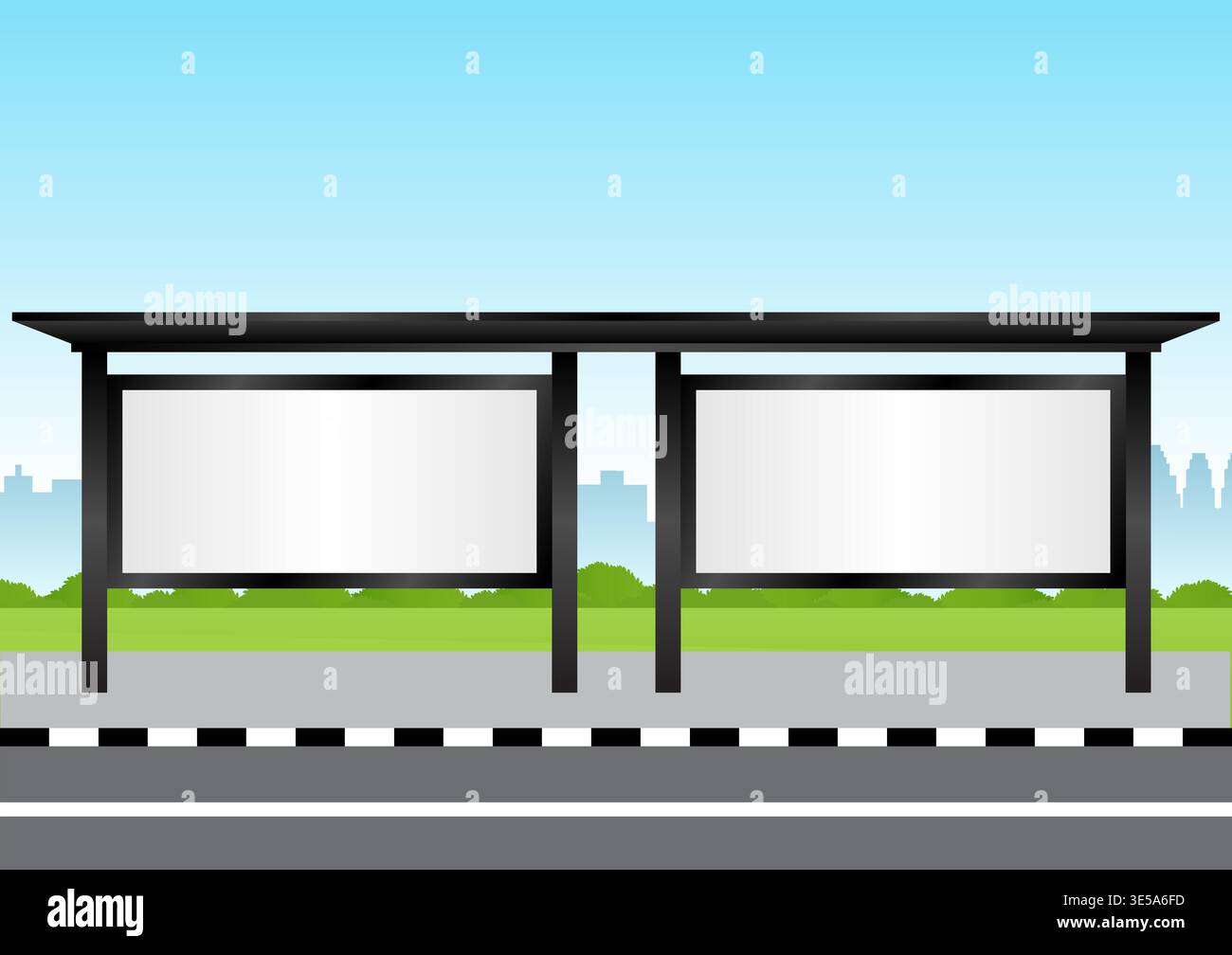 Blank Billboard at Bus Stop or Bus Station. Vector Illustration Stock ...
