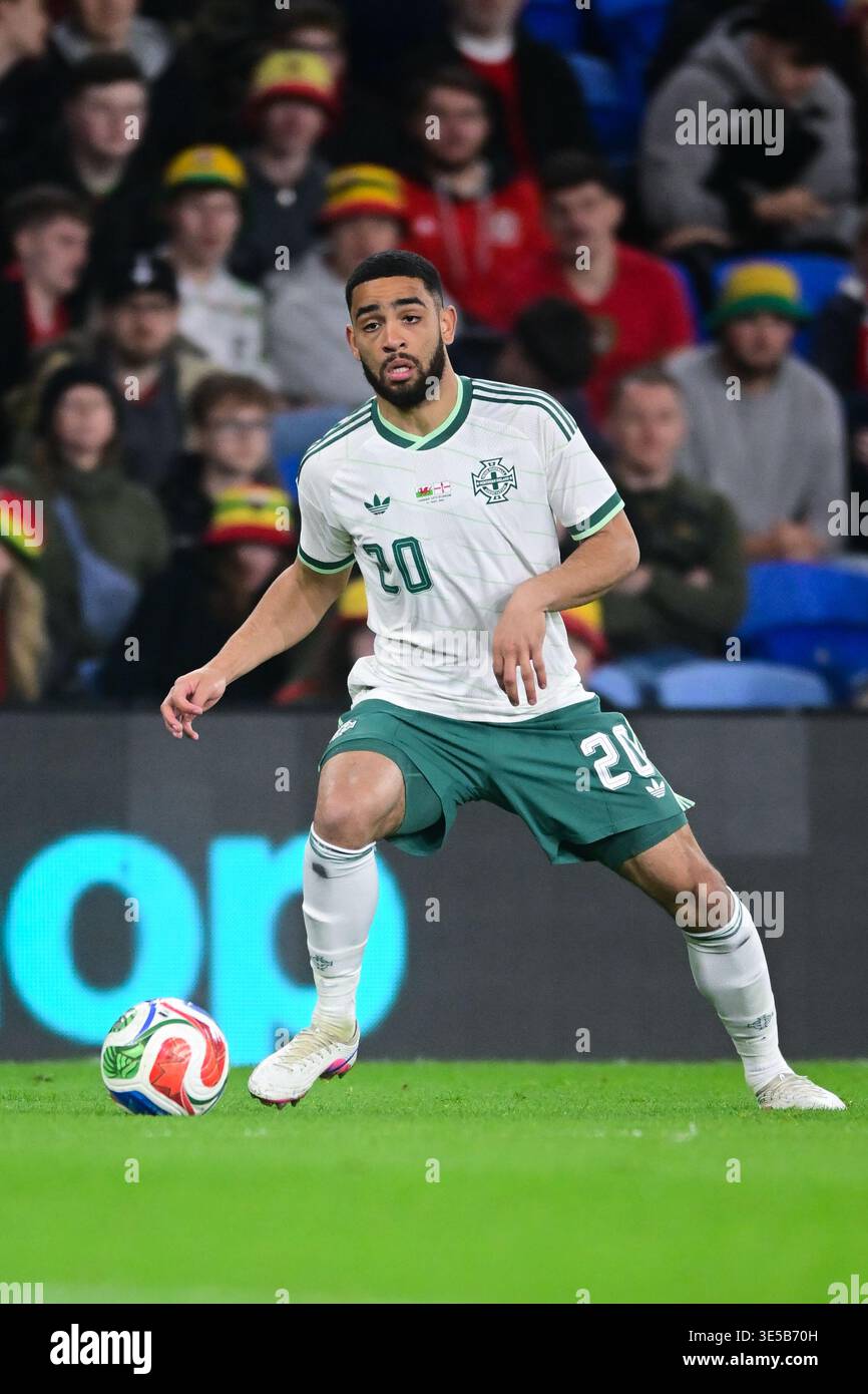 Cardiff, Wales, 31st March 2026. Brodie Spencer of Northern Ireland ...
