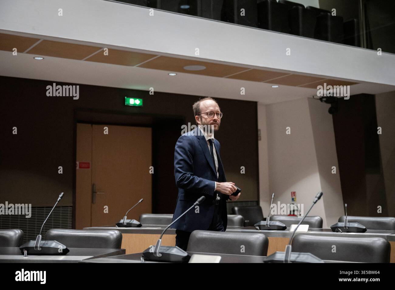 Jeremie Patrier-Leitus during a hearing at the French National Assembly ...