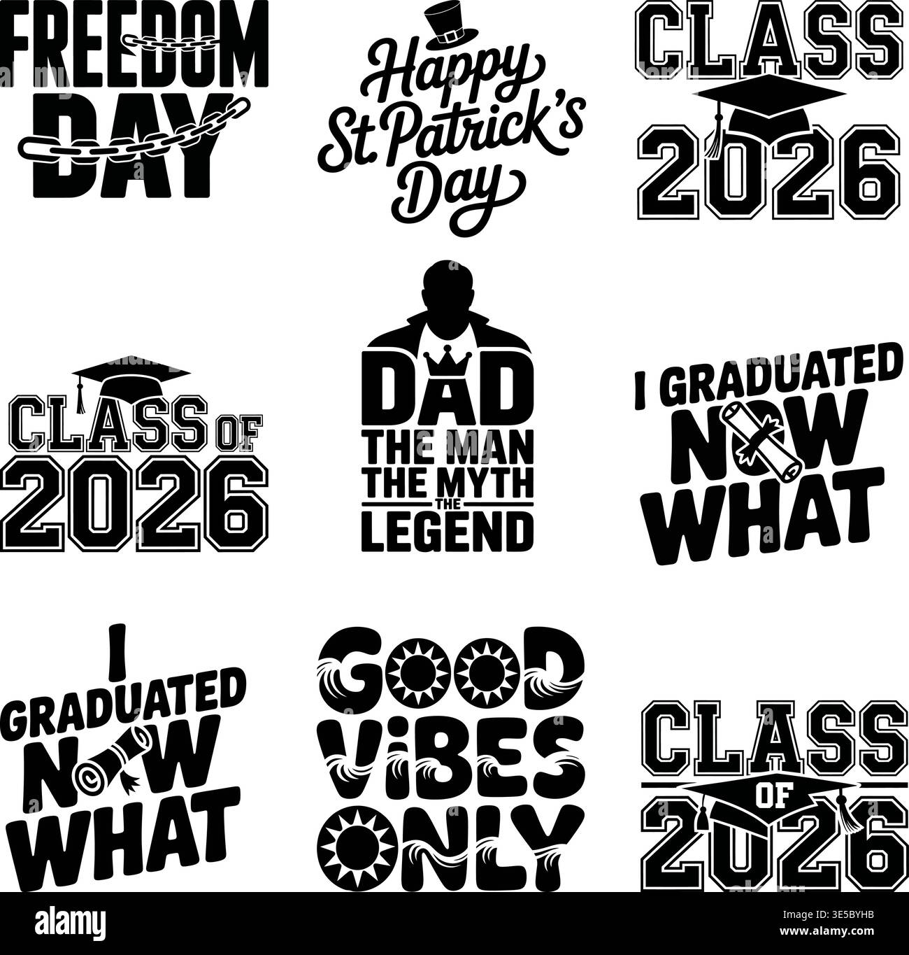 Graduation Class of 2026 Freedom Day St Patricks Day Typography T Shirt ...