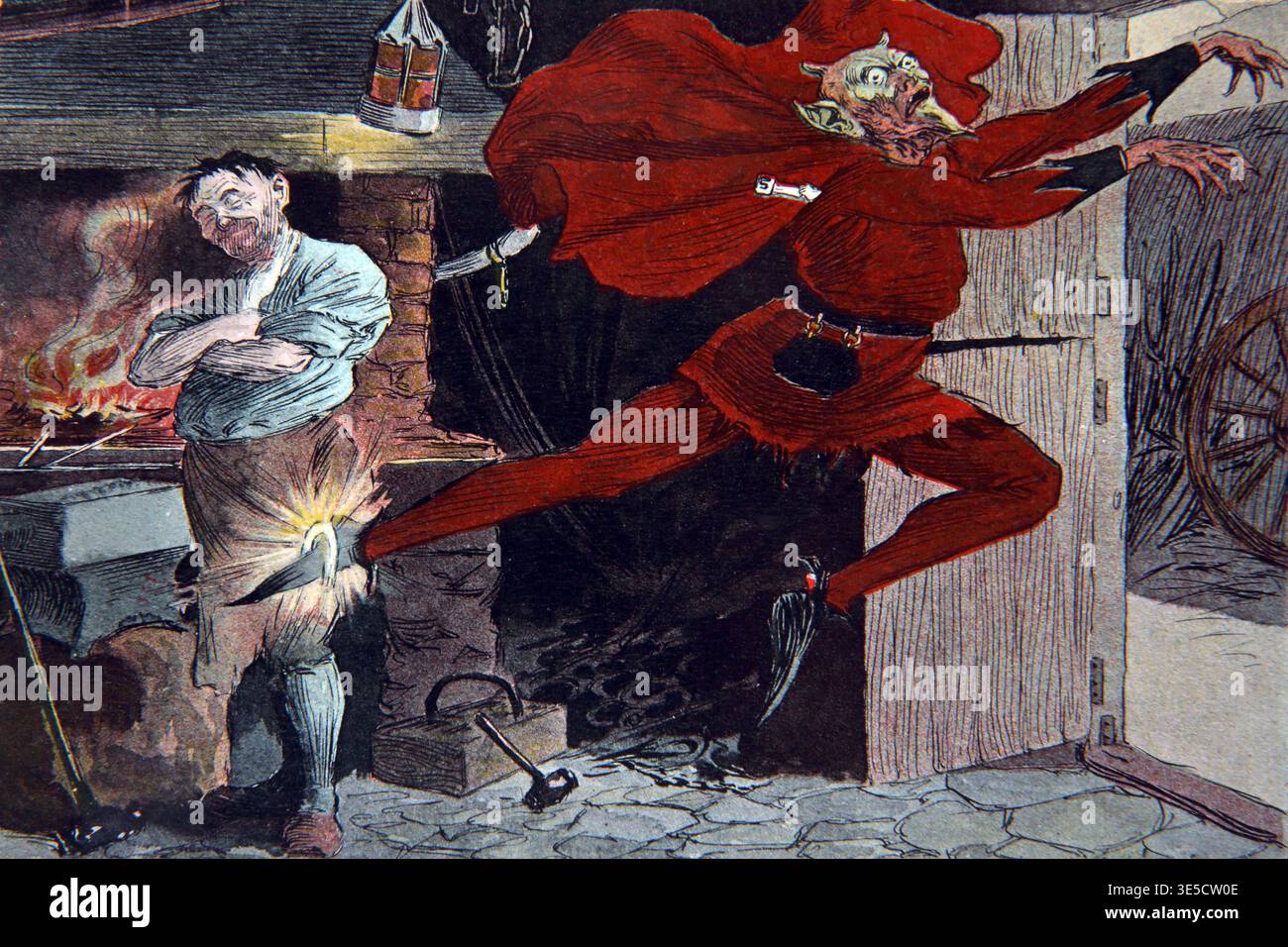Antique Postcard depicting the Legend of the Blacksmith and the Devil's ...
