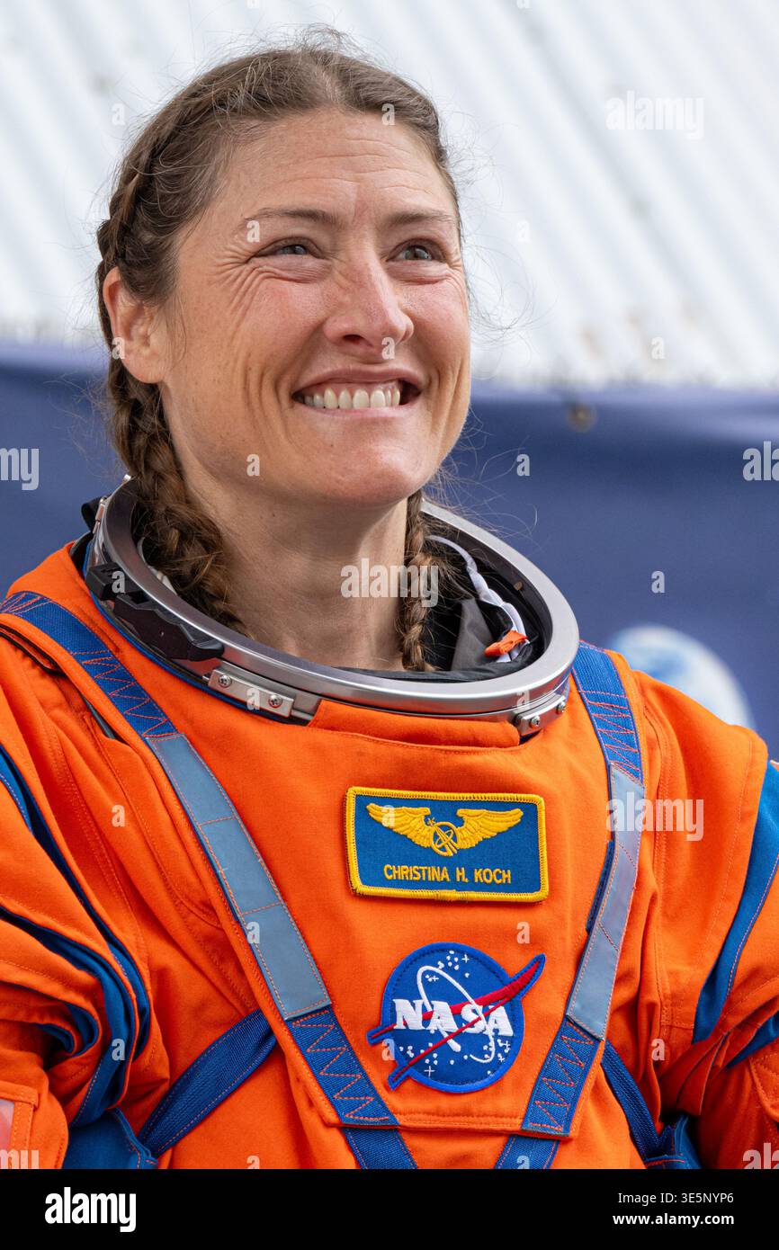 Artemis II astronaut Mission Specialist Christina Koch is seen as the ...