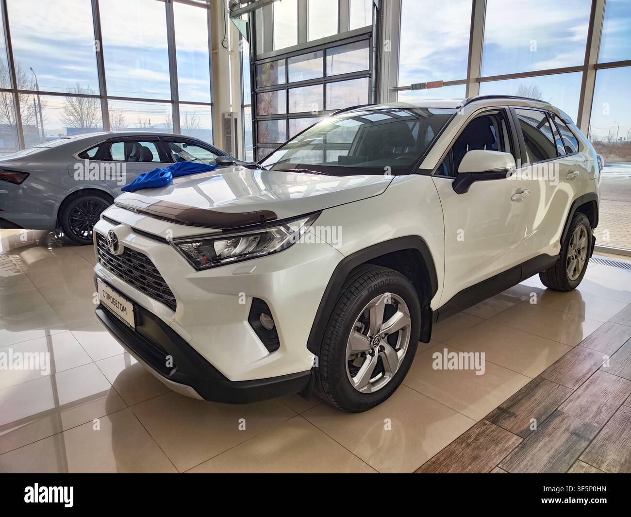 Ulan-Ude, Russia - November 04, 2024: A customer explores a new Toyota ...