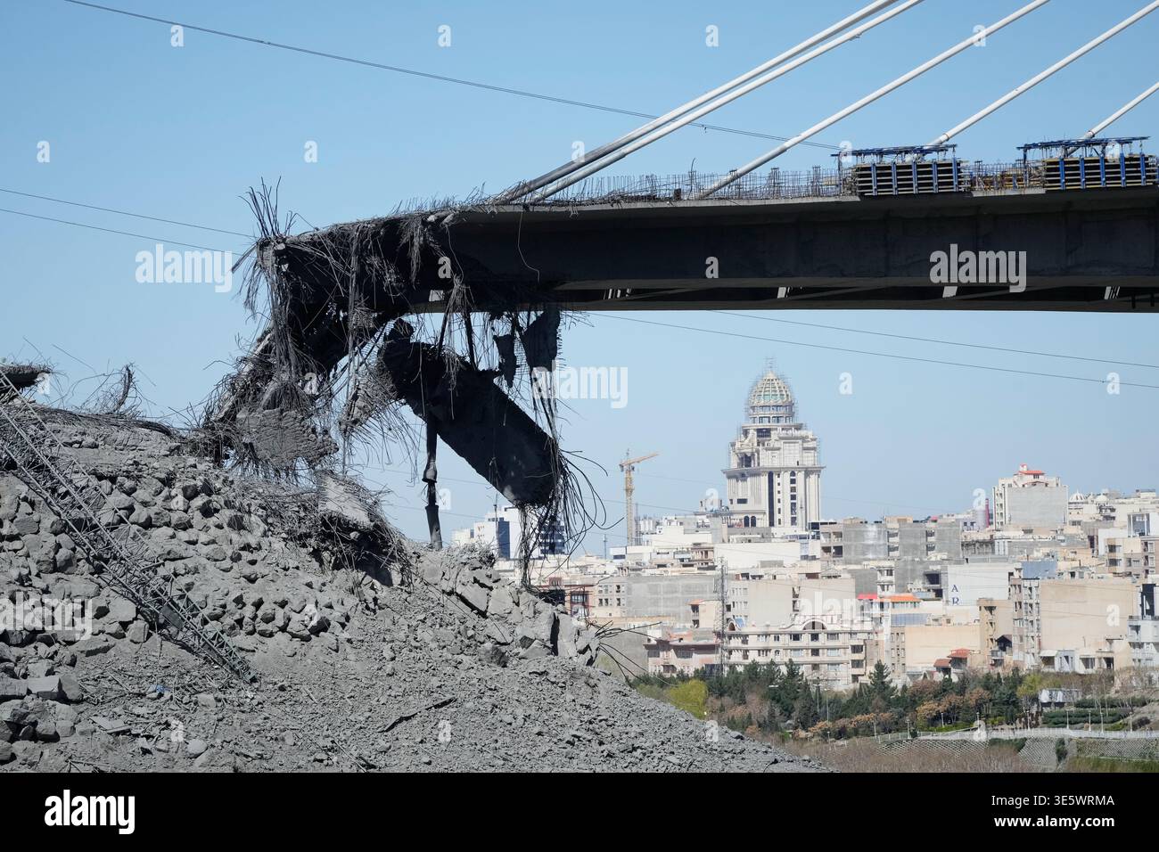 A newly constructed bridge struck by U.S. airstrikes Thursday is seen ...