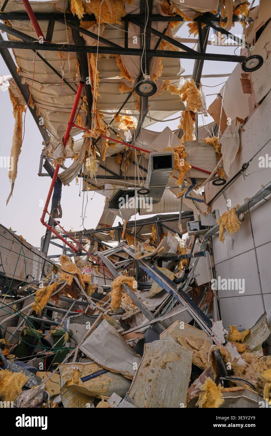 View of a damaged factory a day after it was struck in an Iranian ...