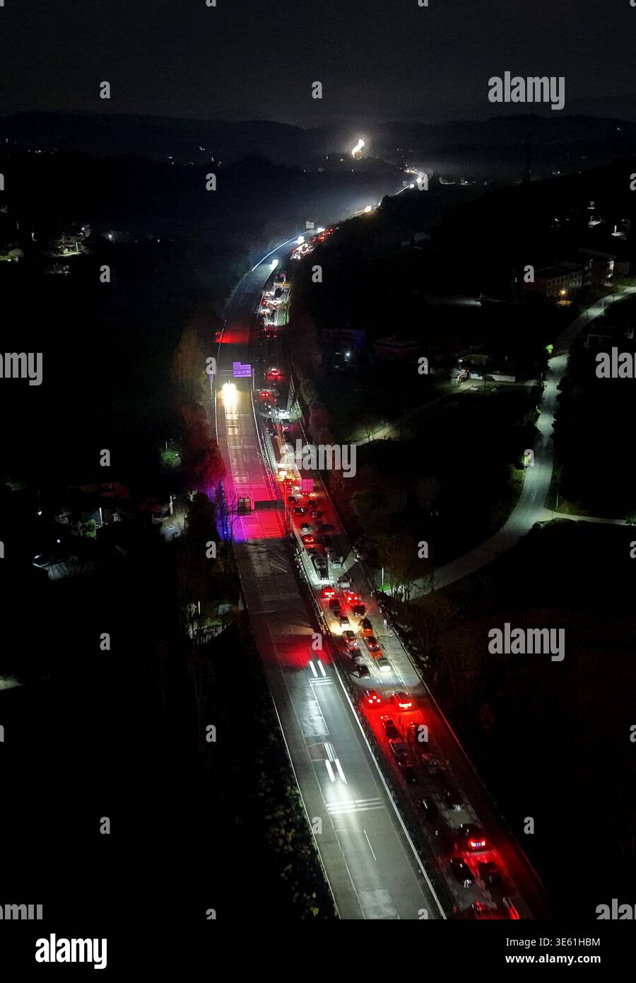 SHAOYANG, CHINA - APRIL 3, 2026 - Vehicles are congested on the G60 ...