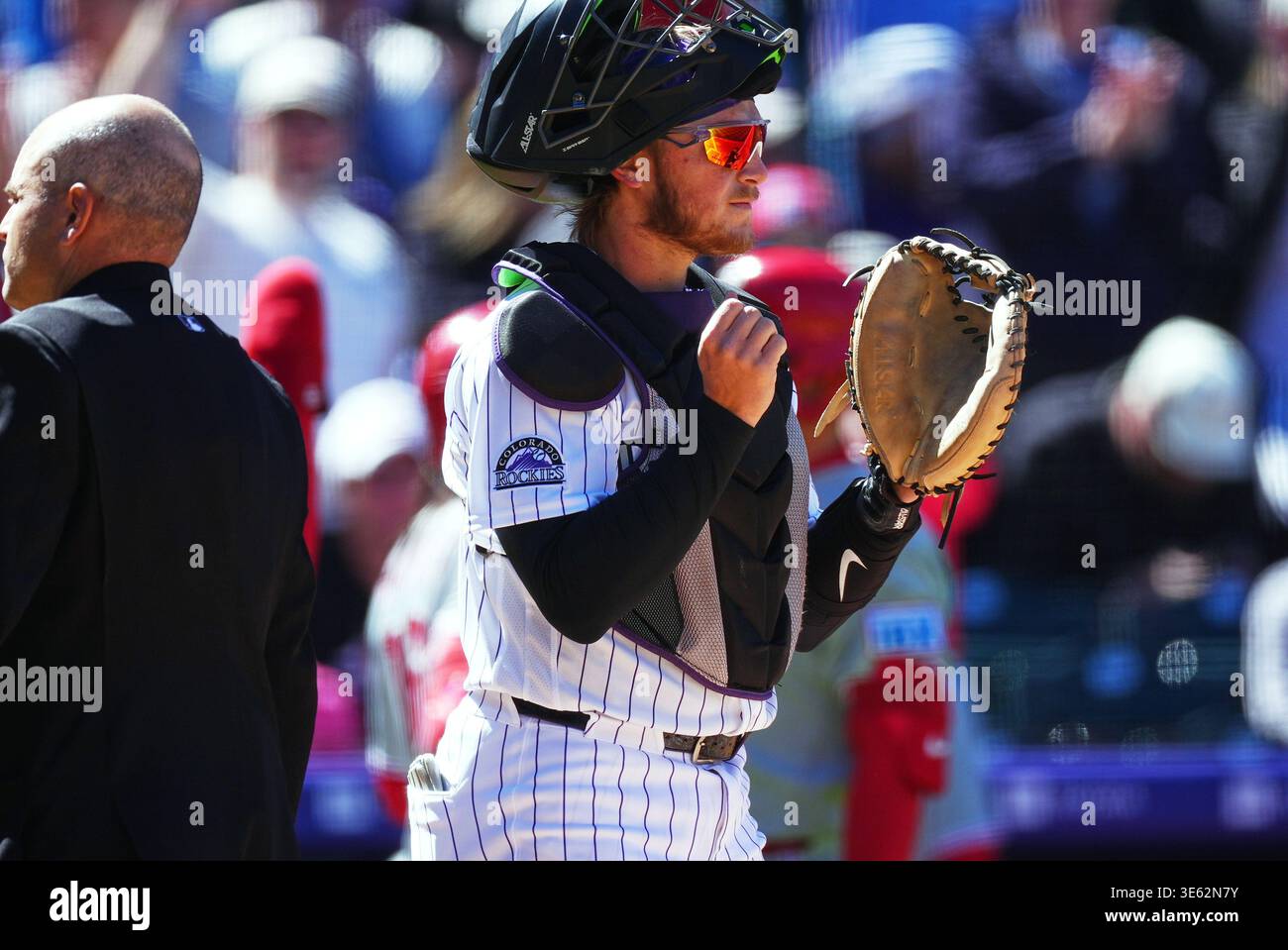 Colorado Rockies catcher Hunter Goodman (15) in the first inning of a ...