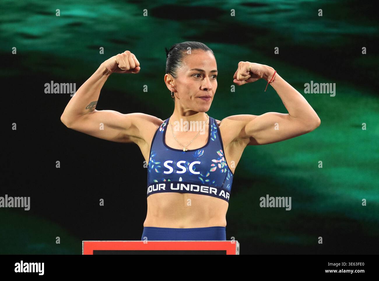 Irma Garcia during a weigh-in at The Olympia Grand Hall, London ...
