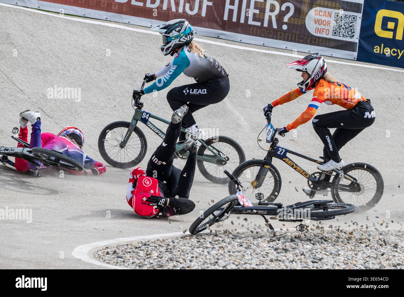 TIEL, NETHERLANDS - APRIL 4: crash, 27 Michelle Wissing (NED) during ...