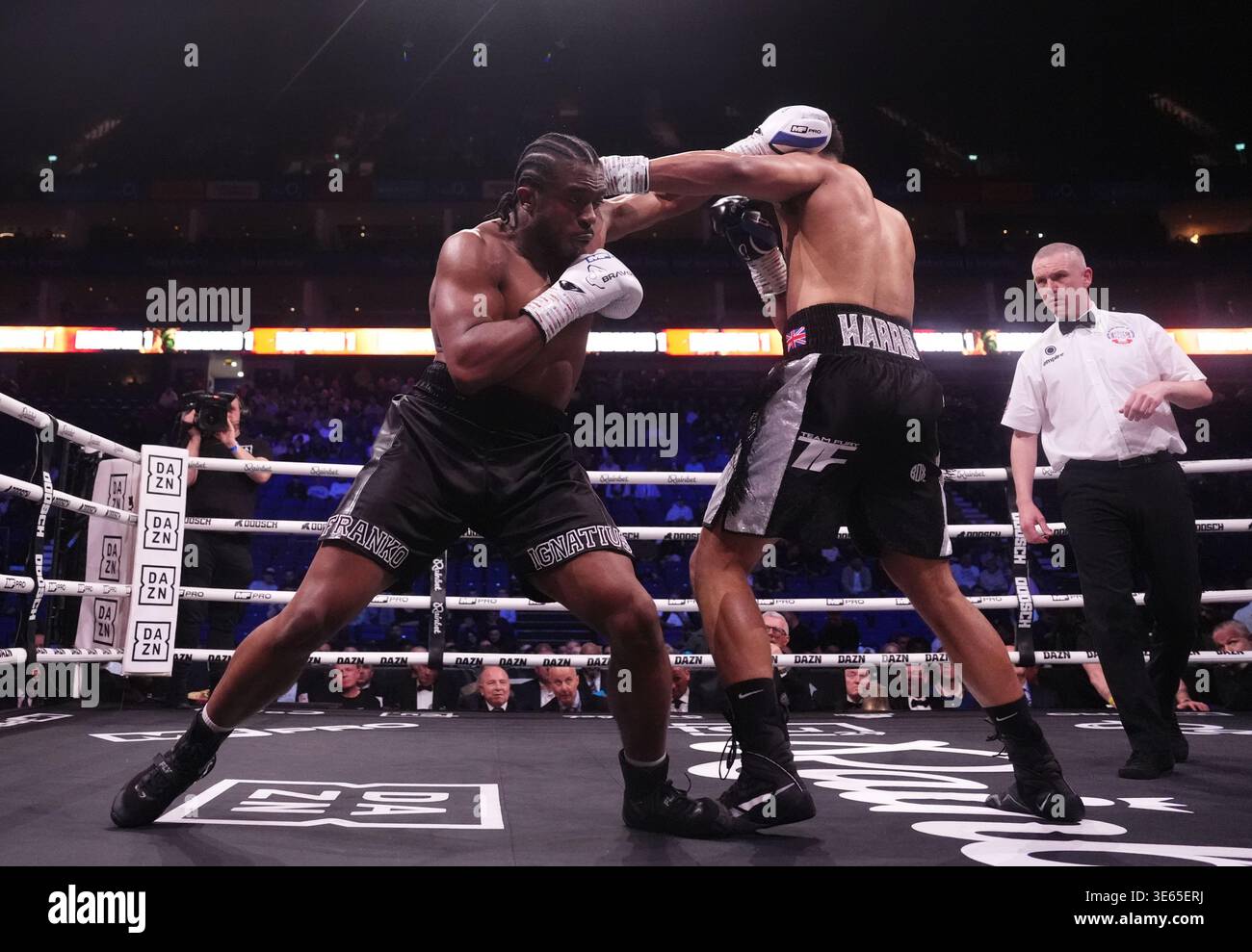 Franklin Ignatius (left) in action against Matty Harris at The O2 ...