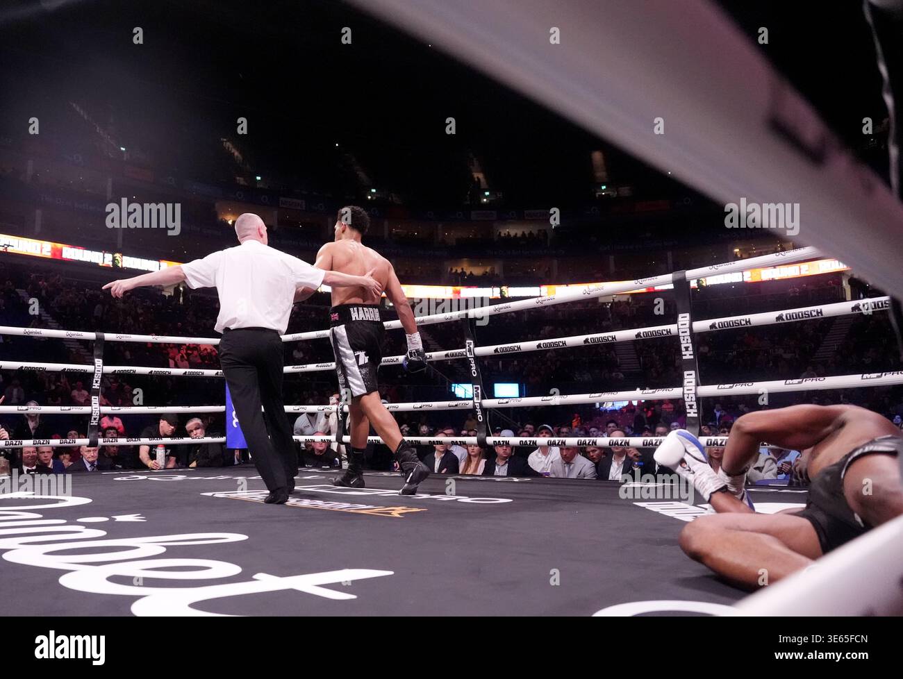 Matty Harris after he knocks down Franklin Ignatius at The O2, London ...