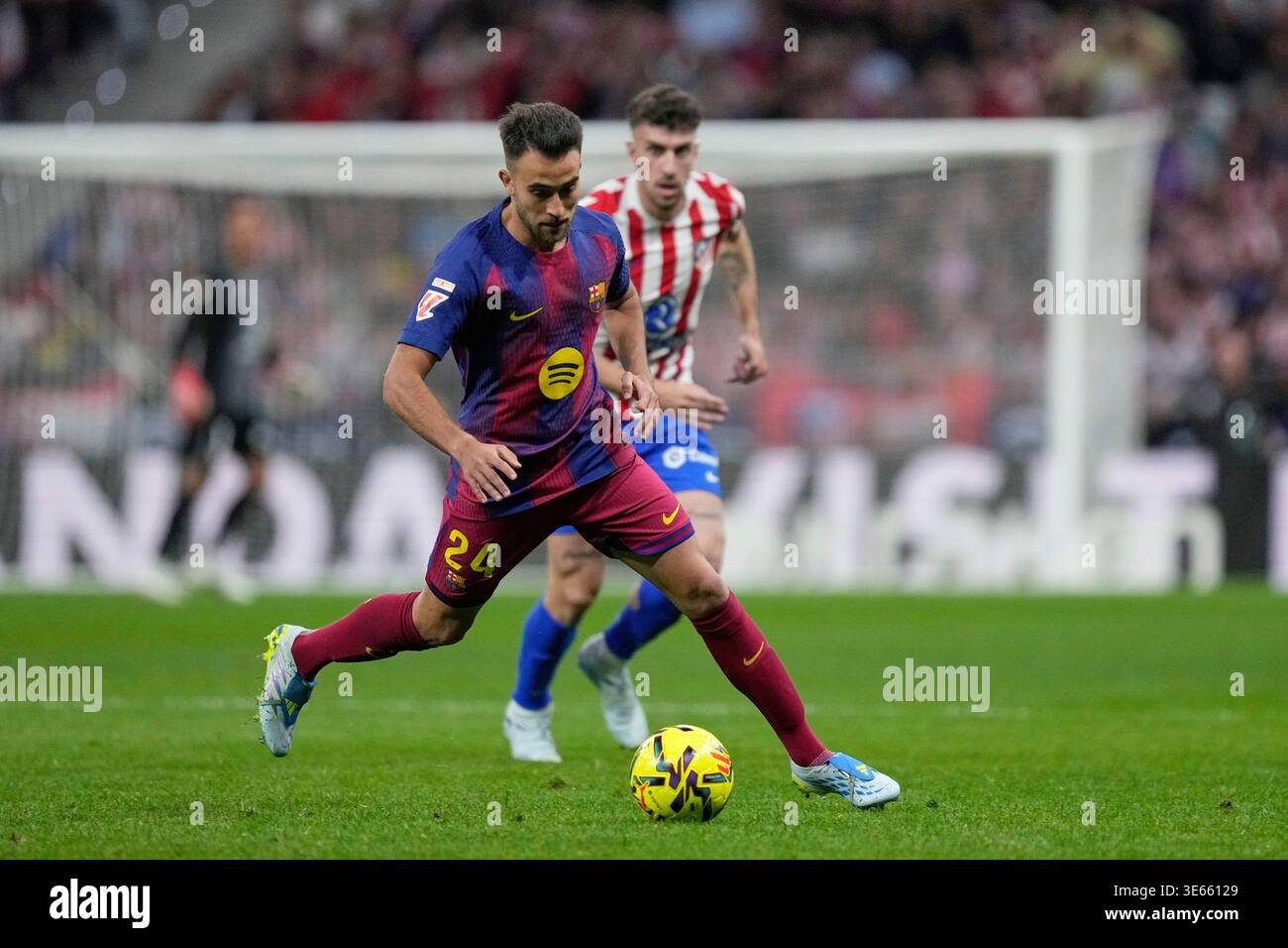 Barcelona's Eric Garcia defends the ball during a La Liga soccer match ...