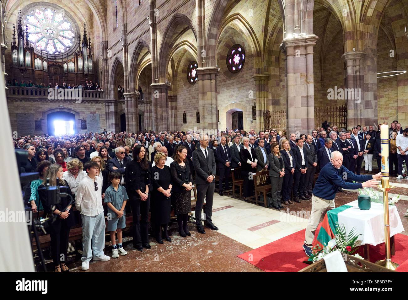 Friends and family of Javier López Marcano during the funeral of former ...