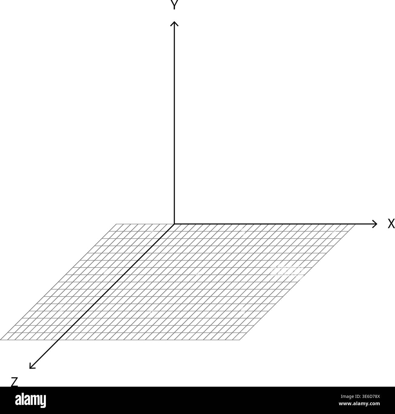 3D Coordinate Axes Tilted Grid Plane Perspective Style Mathematics ...
