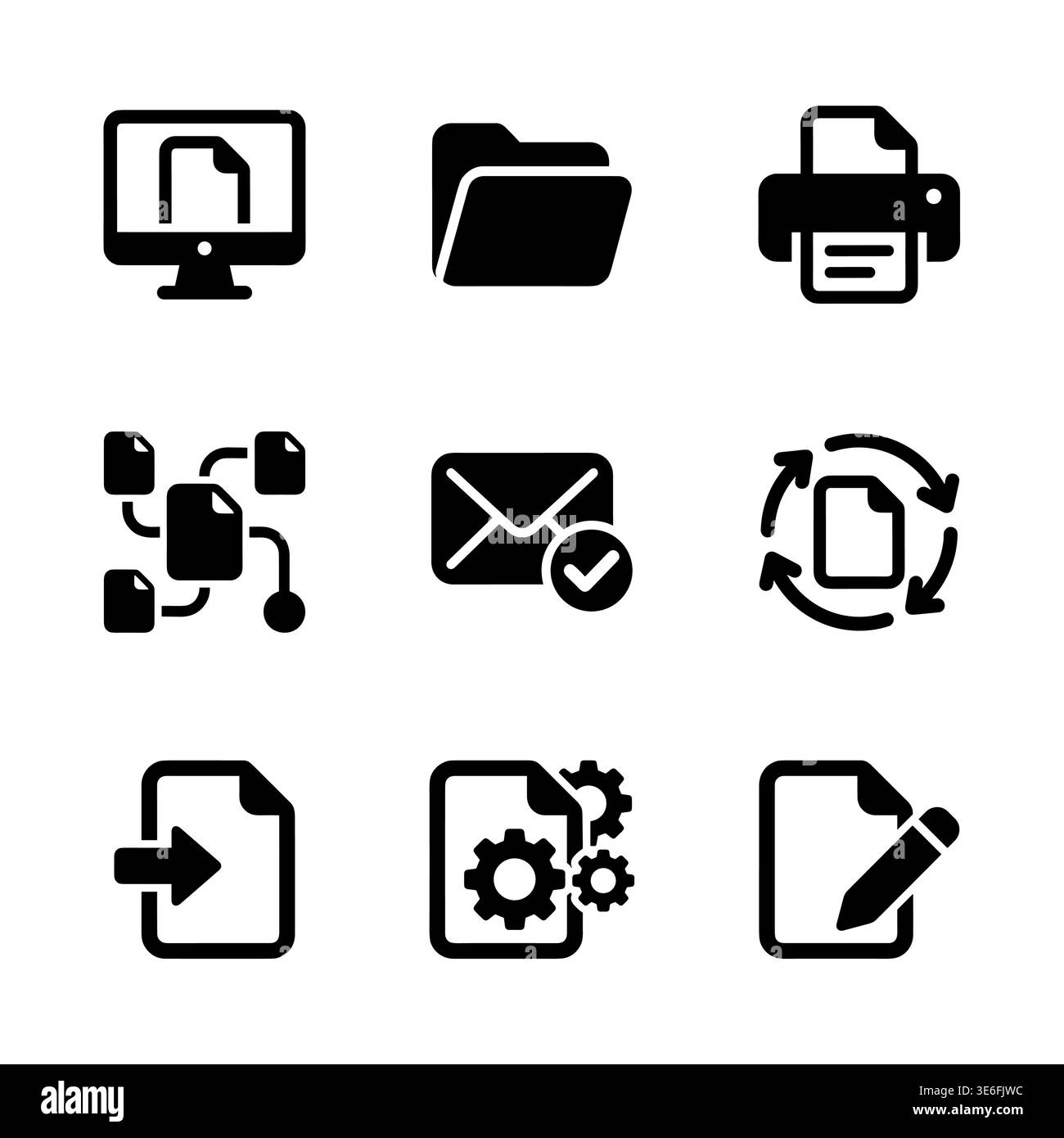 Set of data file management glyph icons for interface Stock Vector ...
