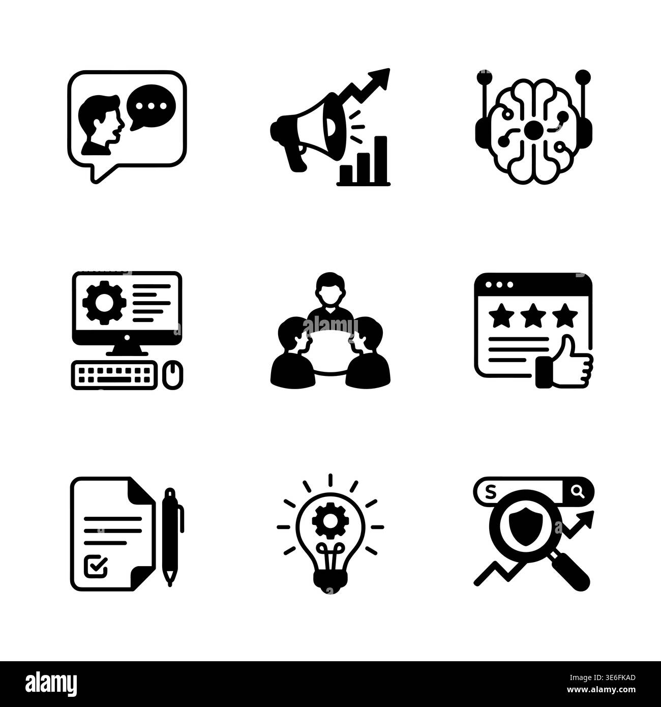 Business and Marketing strategy black glyph icons set vector Stock ...