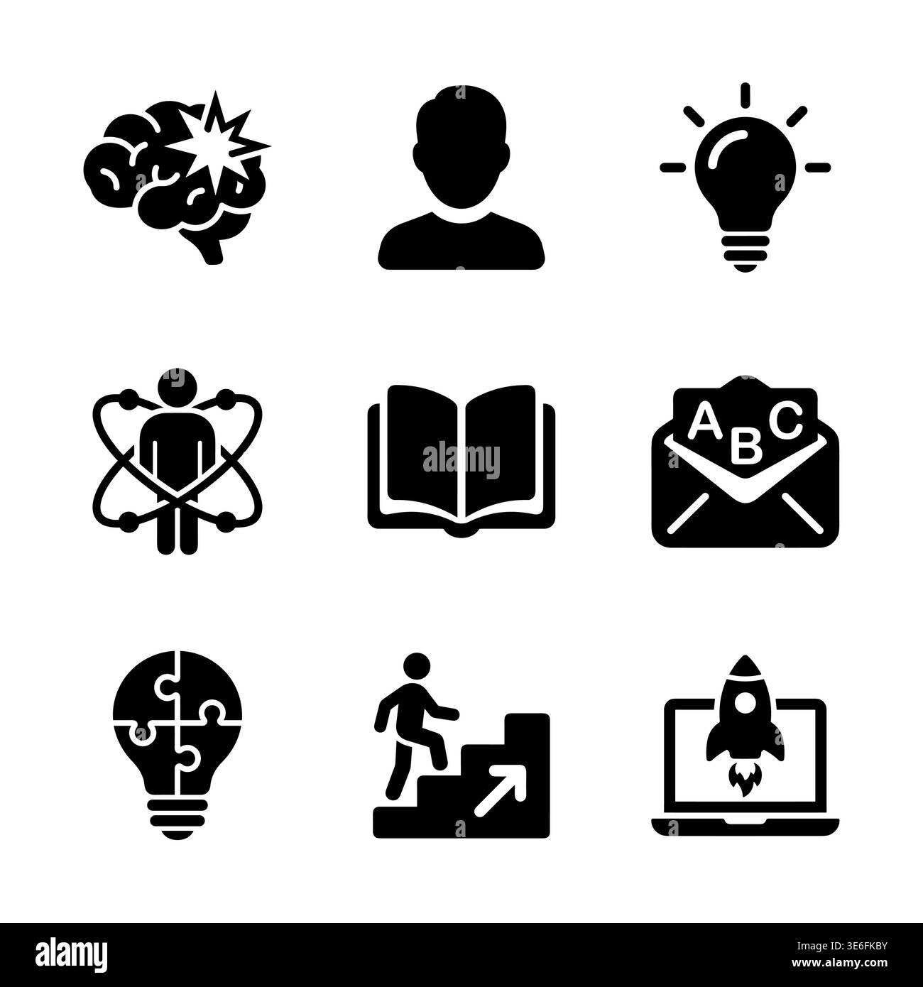 Set of black education and learning vector icons on white Stock Vector ...