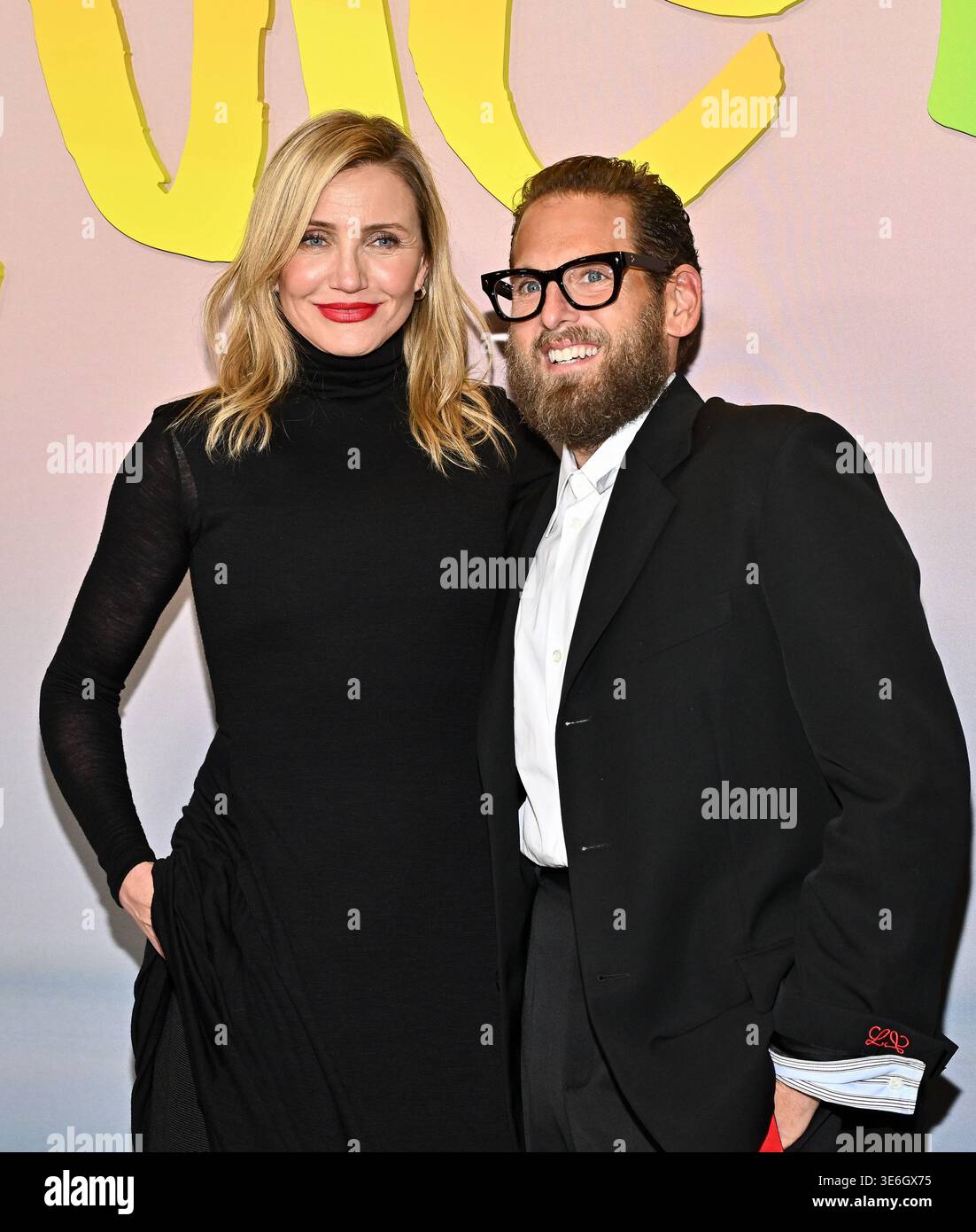 Cameron Diaz, left, and Jonah Hill attend the world premiere of Apple ...