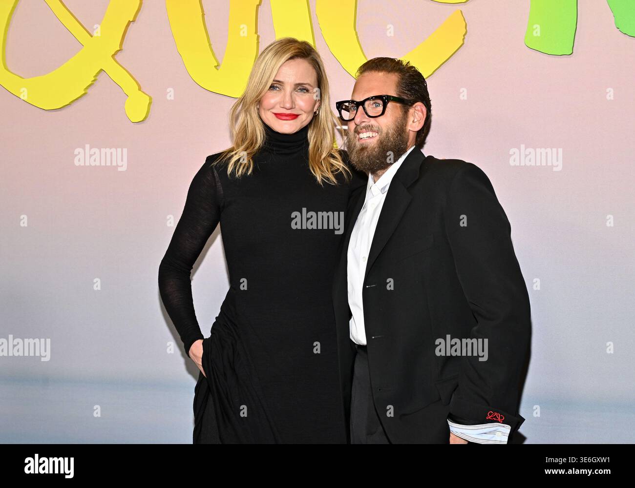 Cameron Diaz, left, and Jonah Hill attend the world premiere of Apple ...