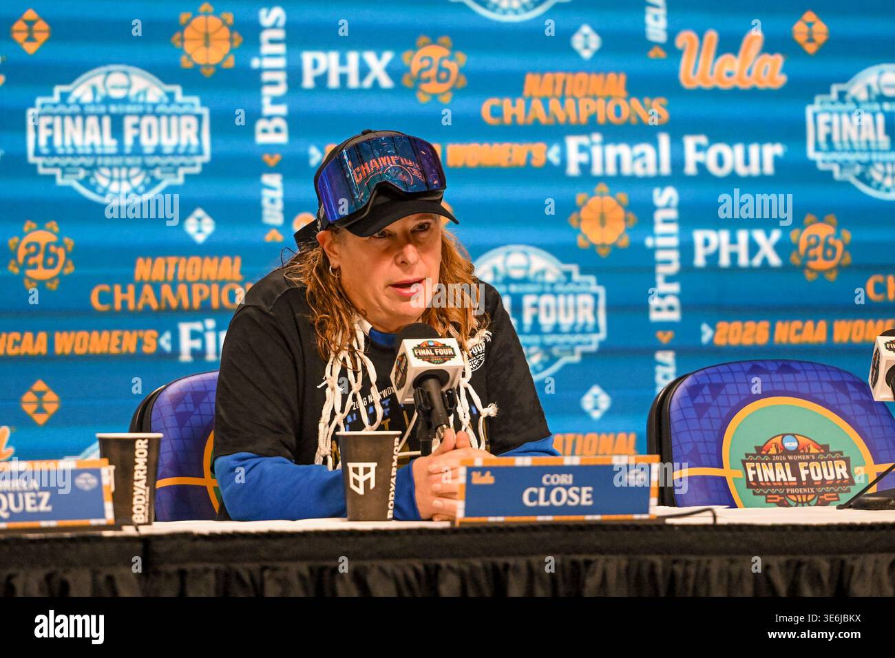 UCLA Bruins head coach Cori Close addresses the media during a press ...