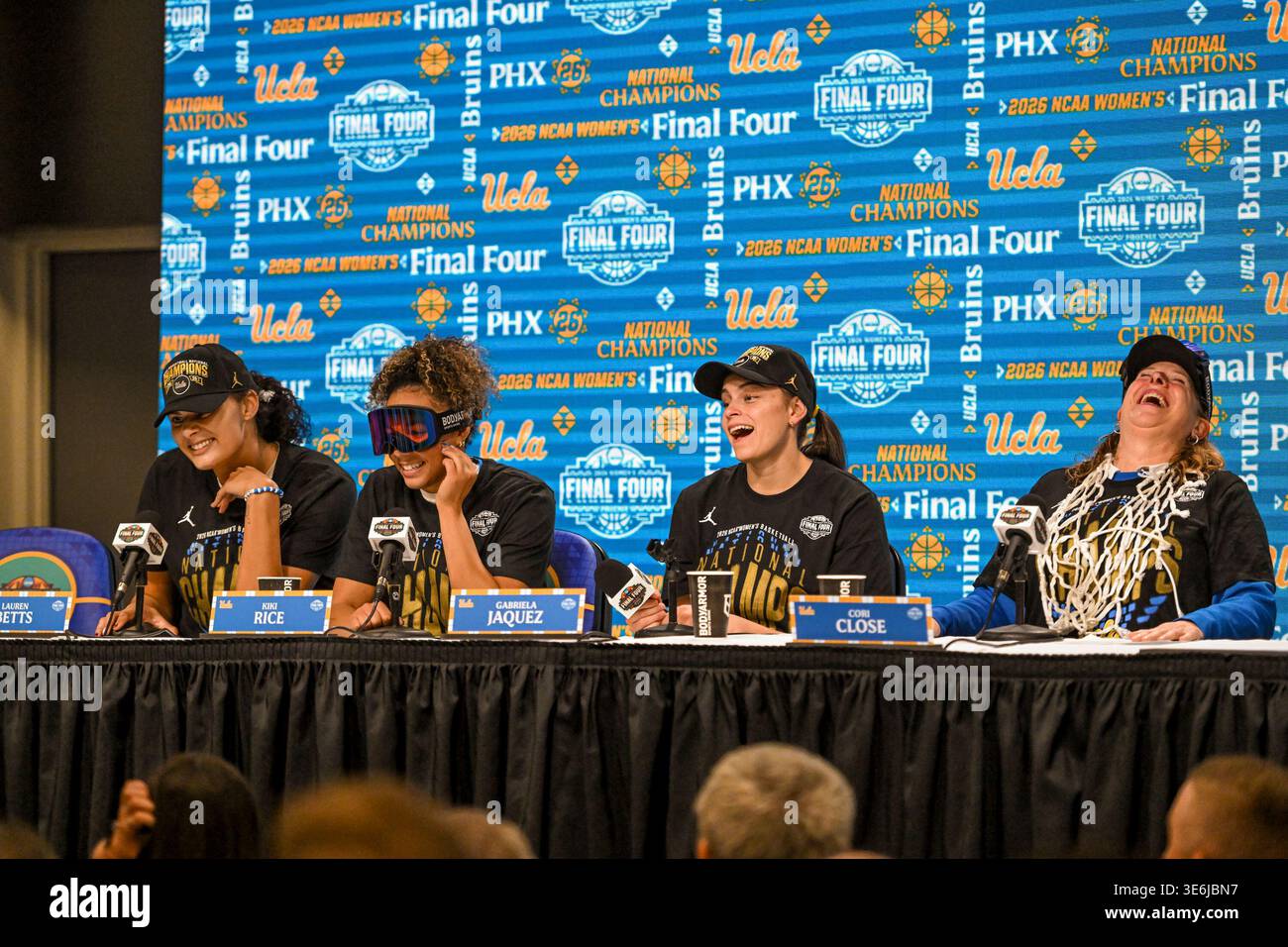 UCLA Bruins head coach Cori Close, center Lauren Betts (51), guard Kiki ...
