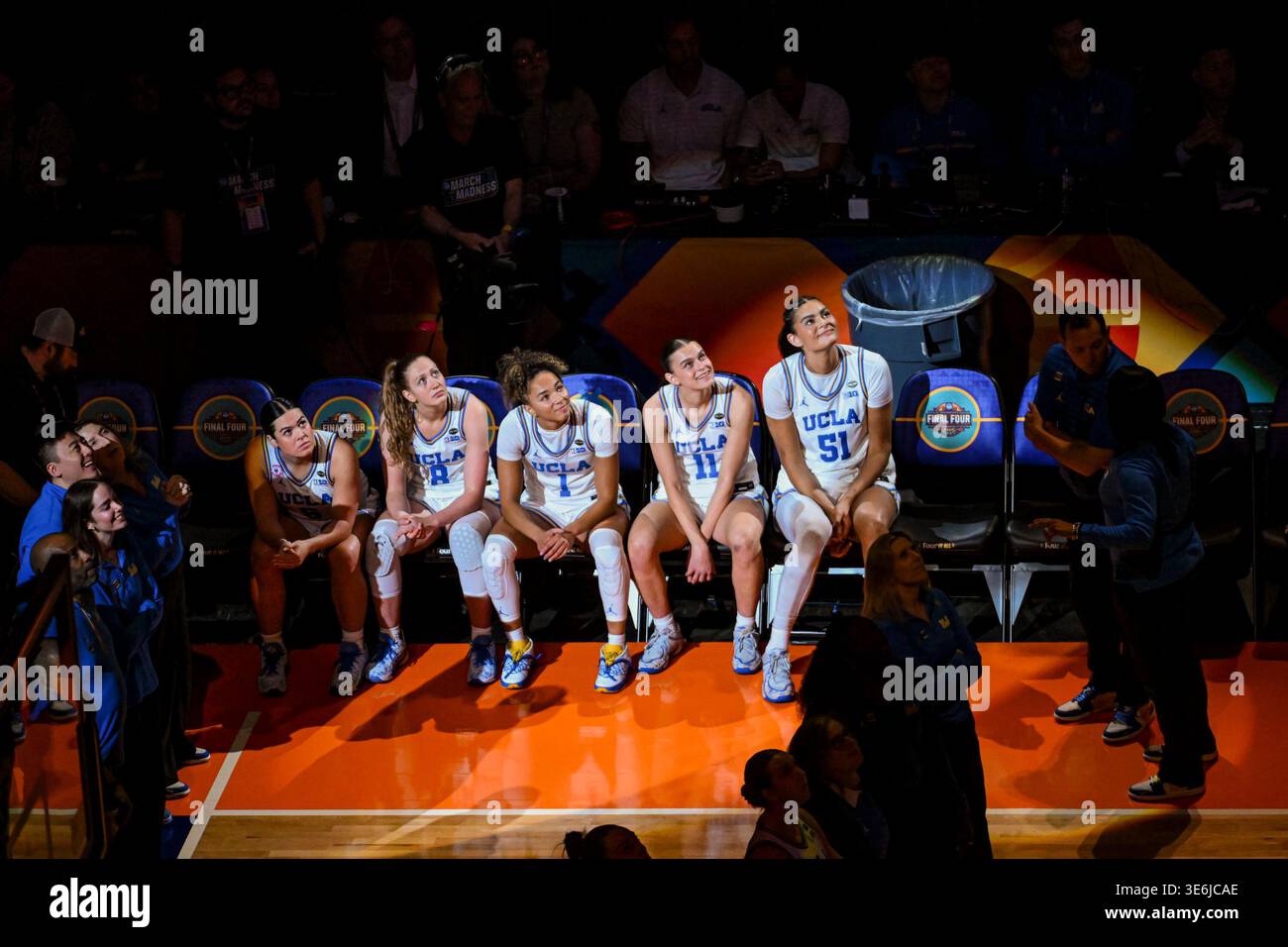 UCLA Bruins watch their introduction video before an NCAA Final Four ...