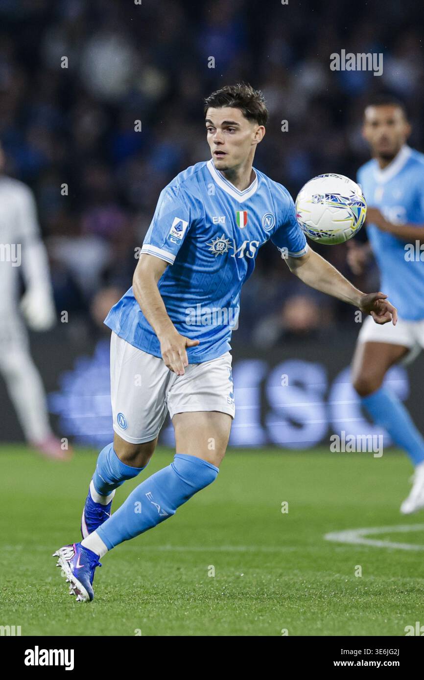 Napoli's Spanish defender Miguel Gutierrez controls the ball during the ...