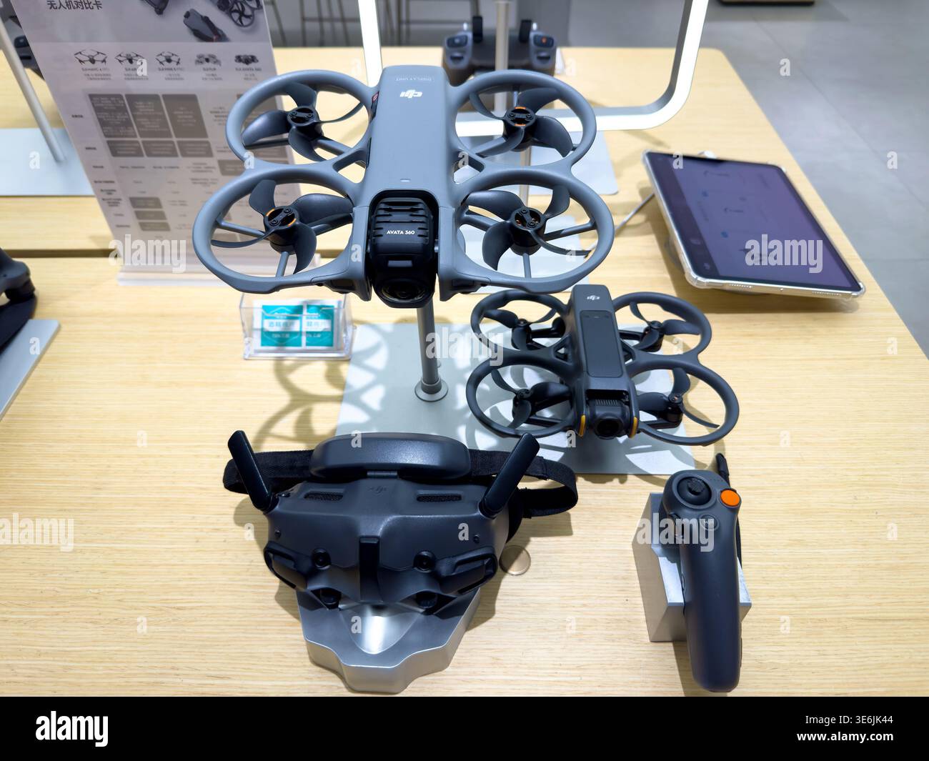 The DJI AVATA 36O, an 8K panoramic flagship drone, is displayed in a ...