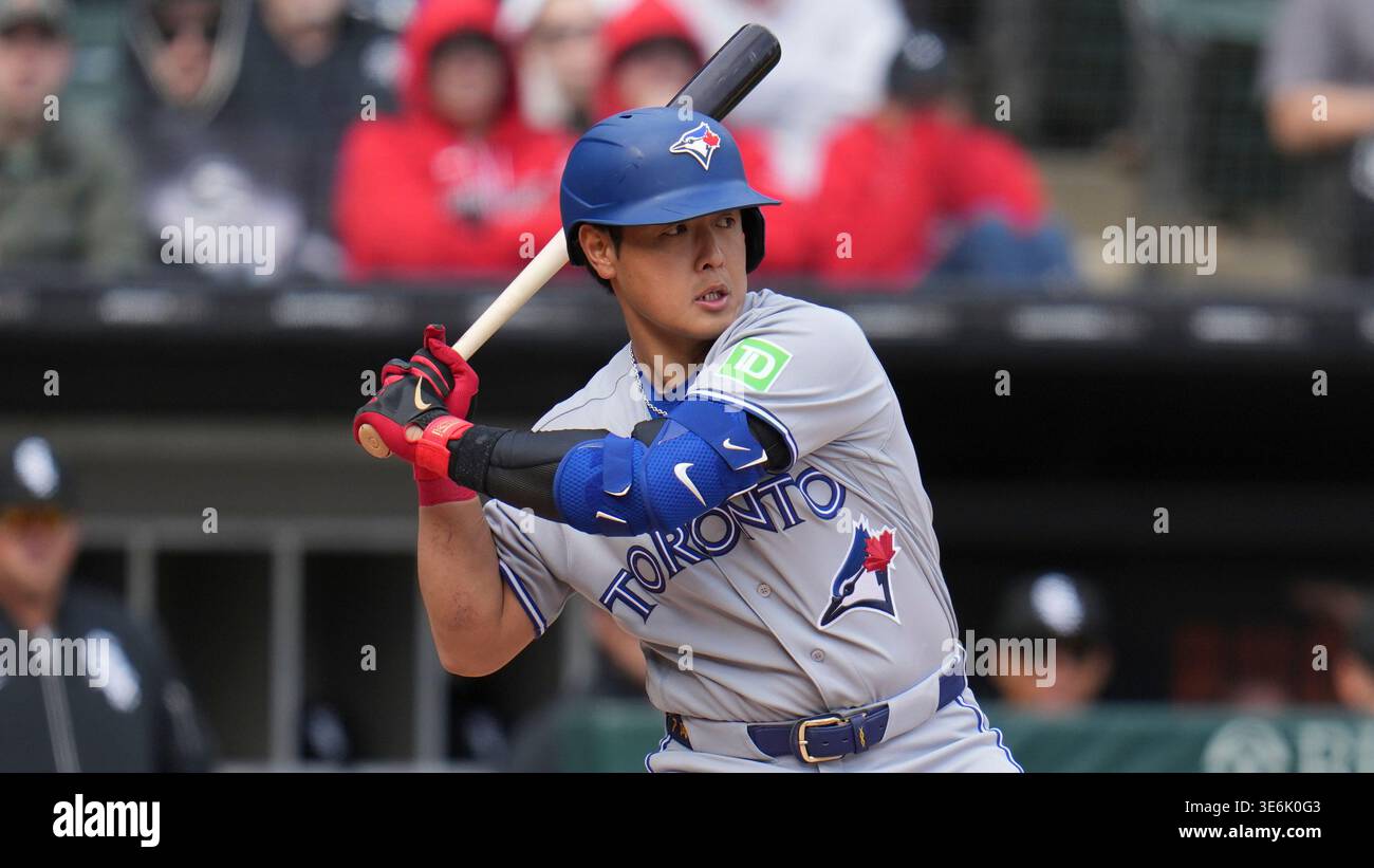 Toronto Blue Jays' Kazuma Okamoto (7) plays during a baseball game ...