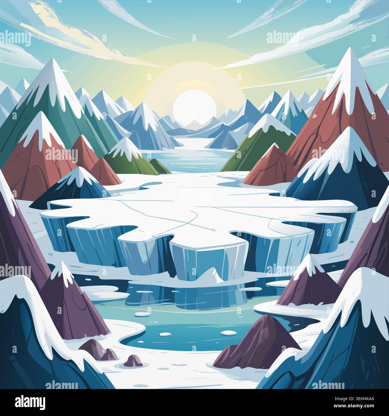 Mountains covered by ice Stock Vector Images - Alamy