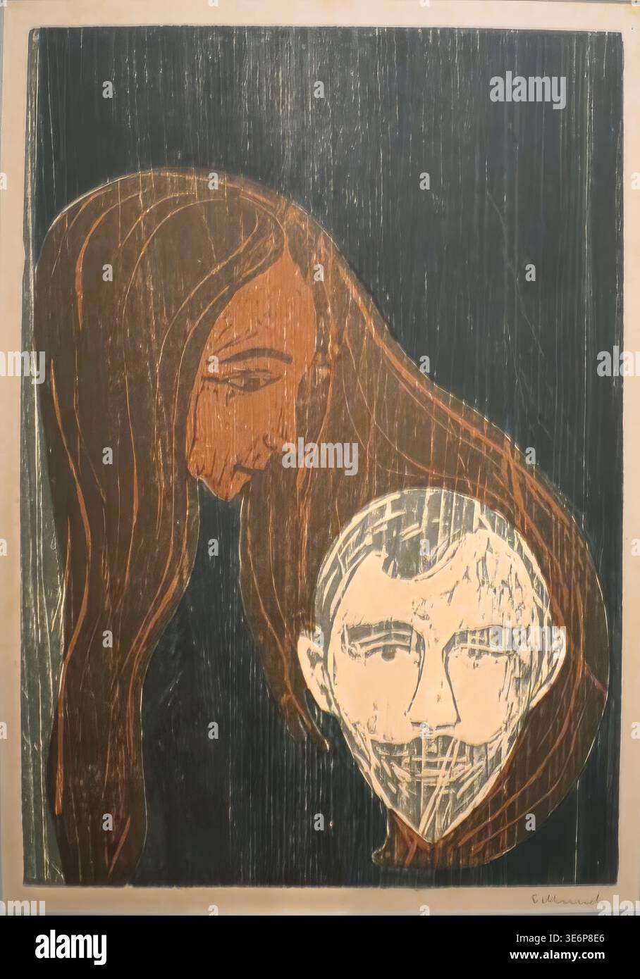 Edvard Munch – Man’s Head in Woman’s Hair, 1896 – oil painting ...