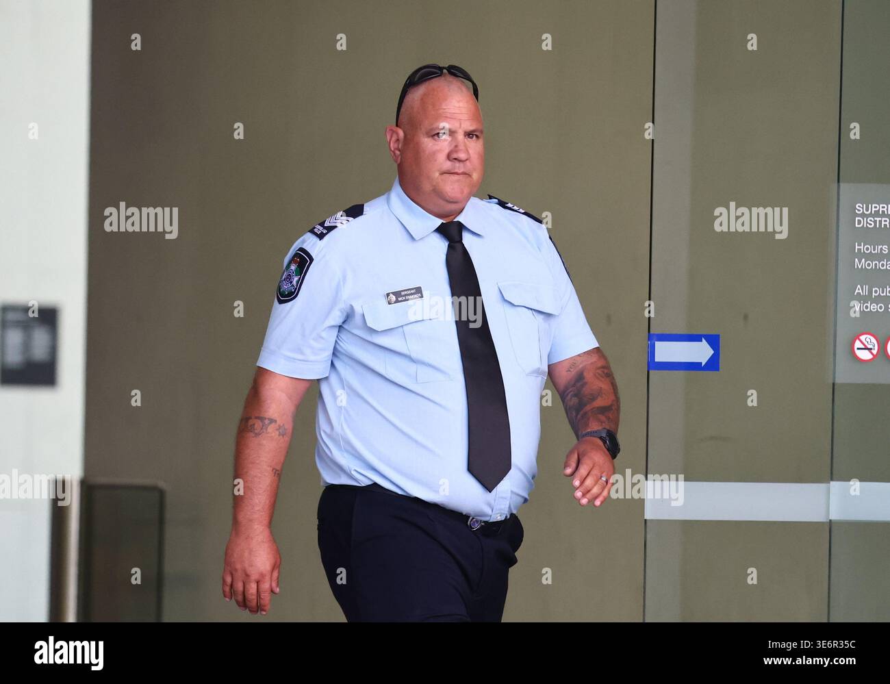 Sergeant Michael Simmons is seen after appearing as a witness in the ...