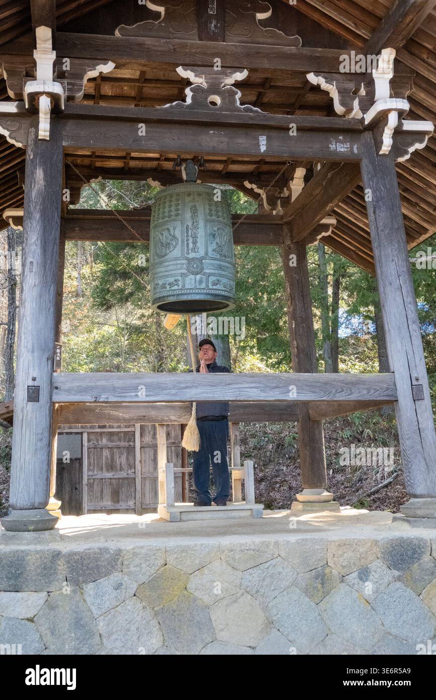 March 16, 2026, Takayama, Japan: Visitors ring a bell before offering ...