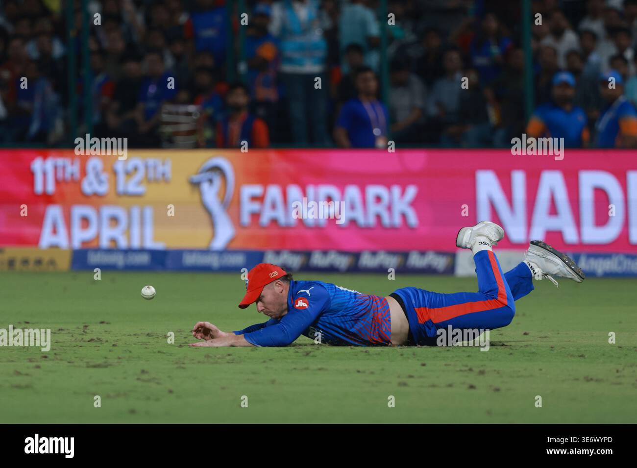 David Miller of Delhi Capitals drops a catch during Delhi Capitals vs ...
