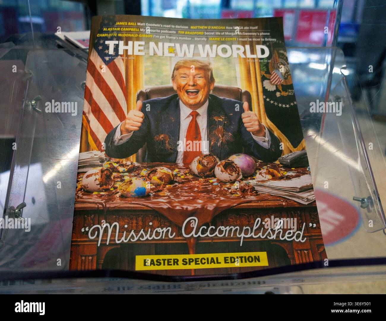 THE NEW WORLD newspaper magazine portrait of Donald Trump US Iran war ...