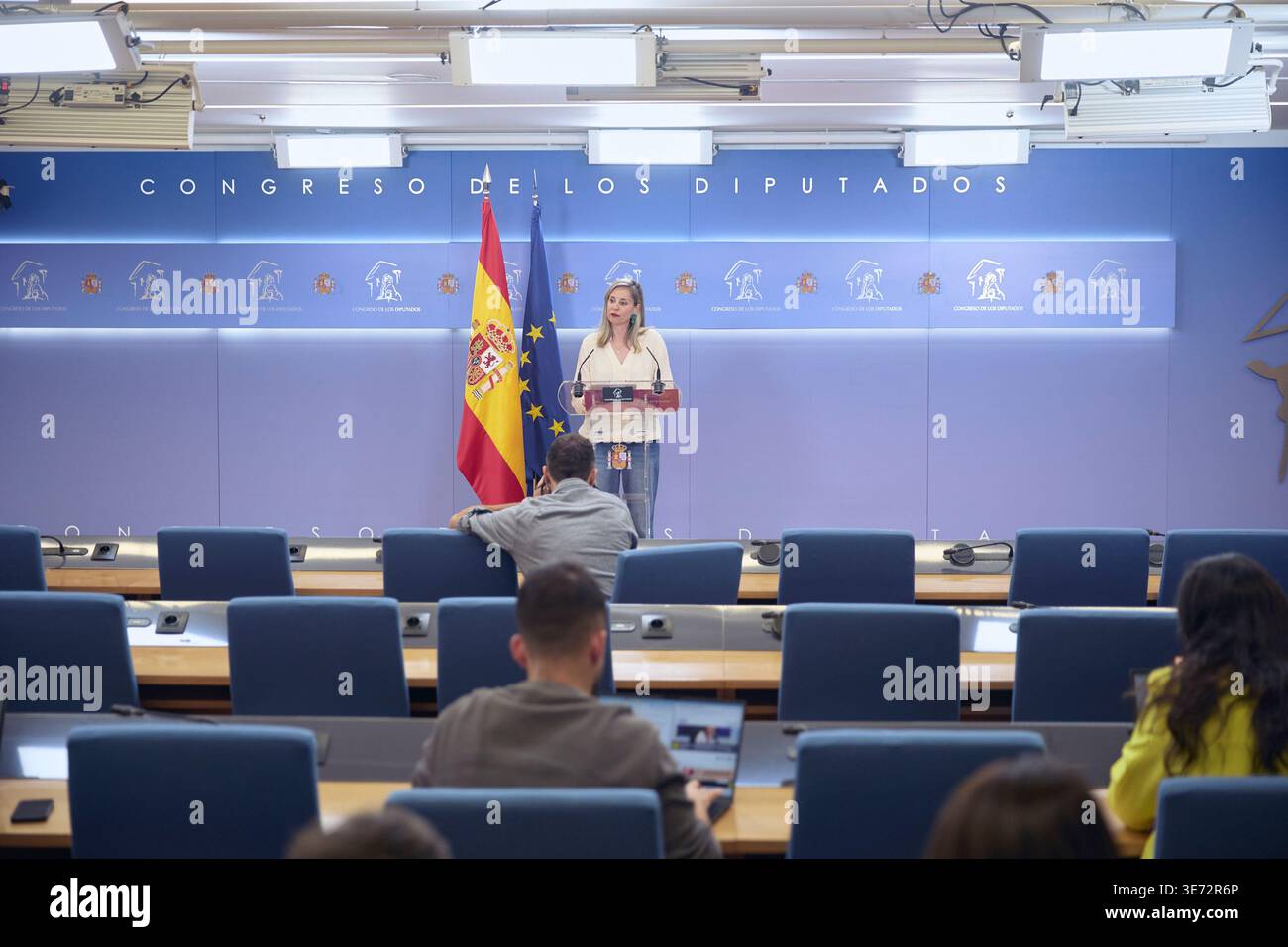 Sumar MP Verónica Martínez Barbero during a press conference at the ...