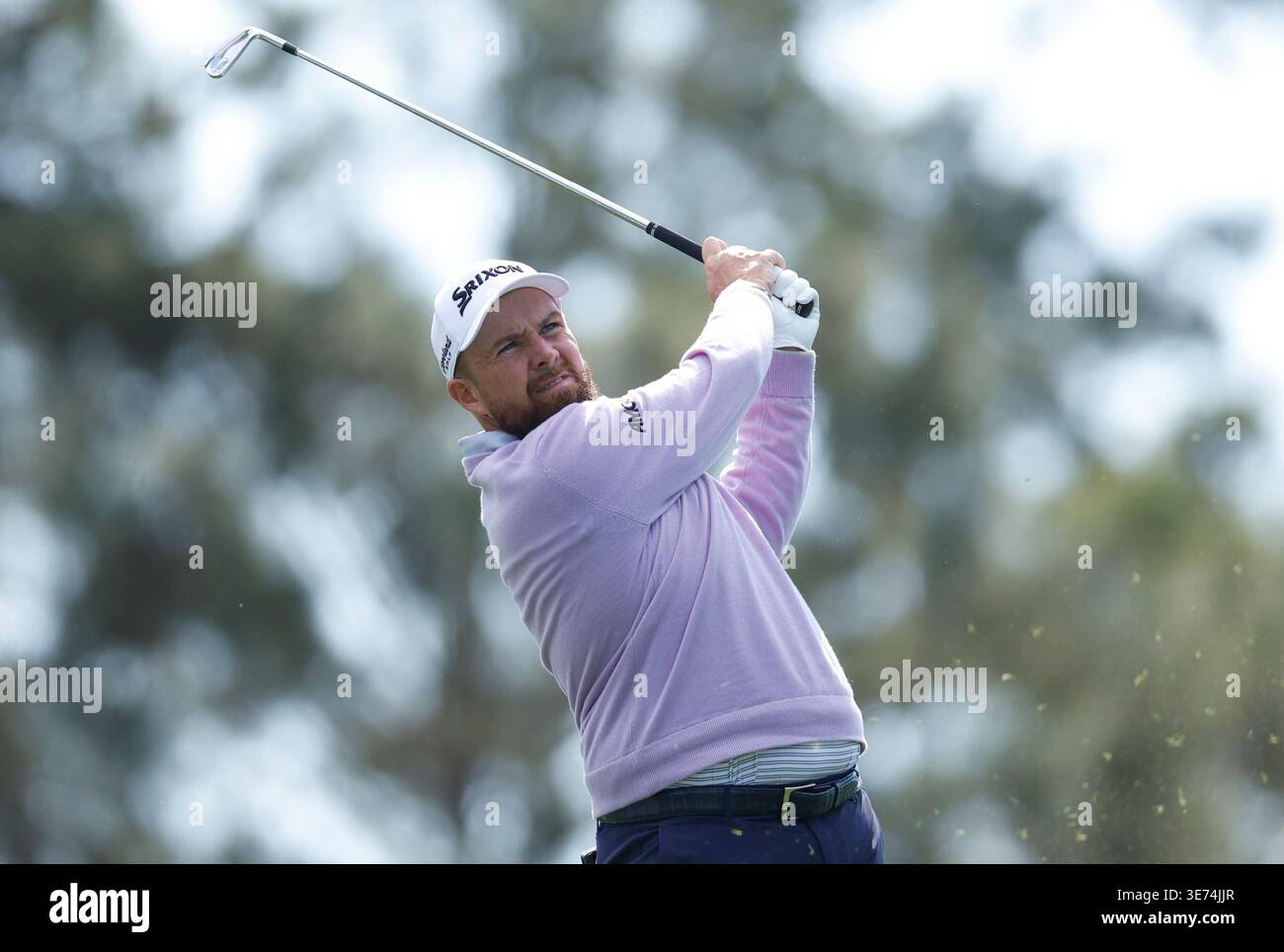 Shane Lowry of Ireland hits his tee shot on the 4th hole during the ...